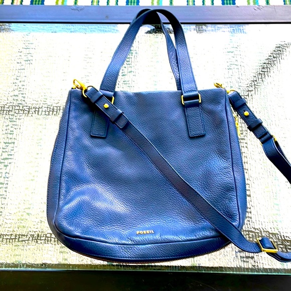 Fossil | Bags | Fossil Leather Purse Navy Blue | Poshmark